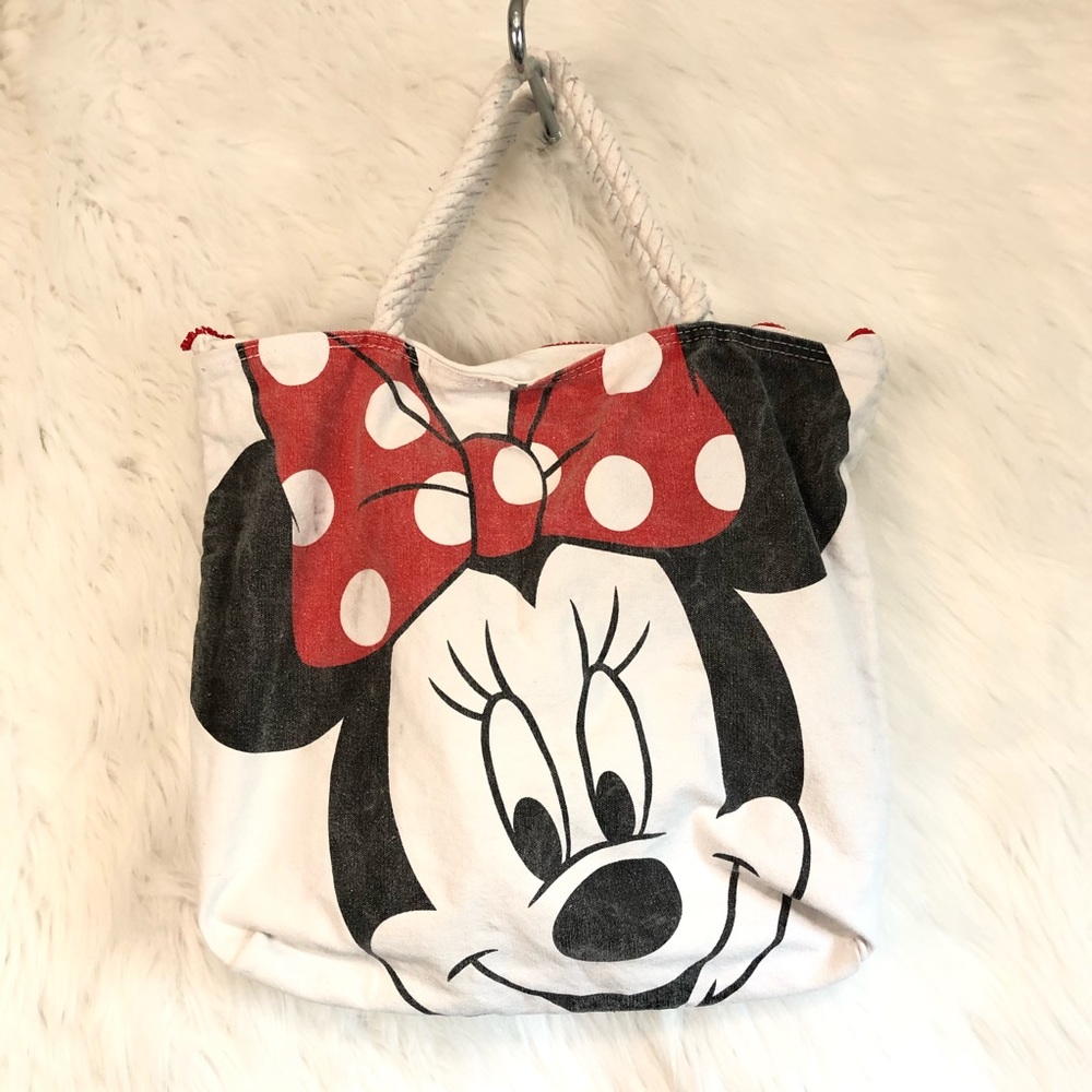 Minnie Mouse Canvas Tote Bag Rope Handles - Gem